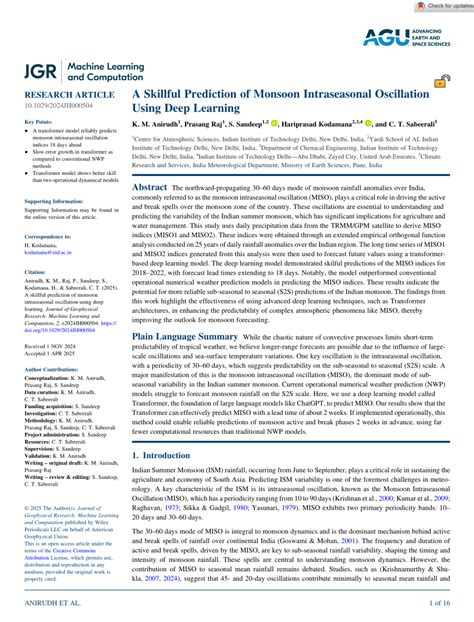 Pdf A Skillful Prediction Of Monsoon Intraseasonal Oscillation Using Deep Learning