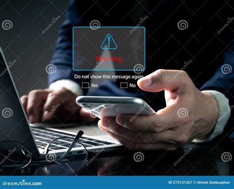 Phishing Email Warning Pop Ups Spam Email And Network Security Concept Blocking A Businessman