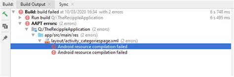 encountering an error with my application build r androiddev