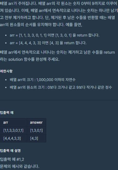 [프로그래머스] 같은 숫자는 싫어 level 1 python 파이썬