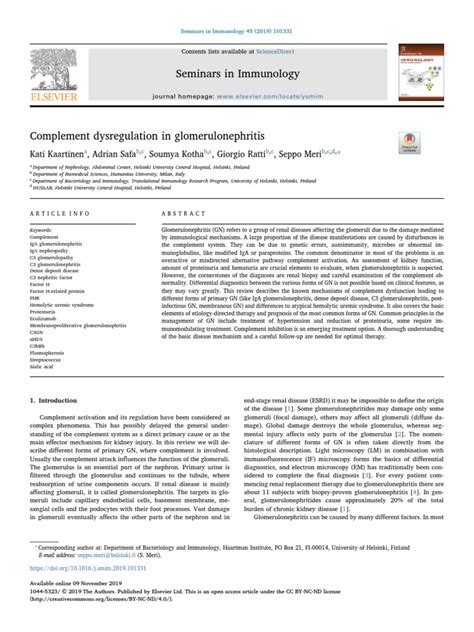 Glomerulonefritis Complemento Pdf Complement System Immunology