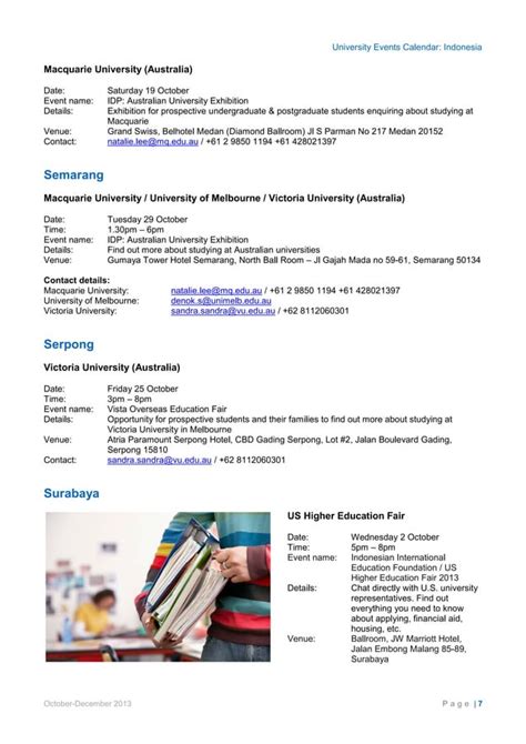 University Events Calendar Indonesia Oct Dec 2013 Pdf