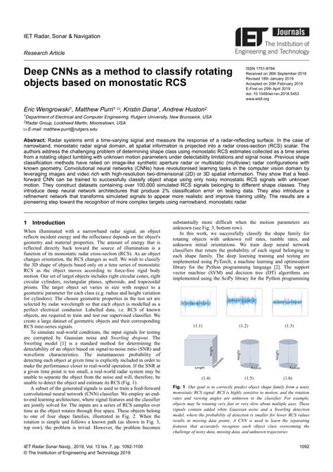Deep Convolutional Neural Networks As A Method To Classify Rotating