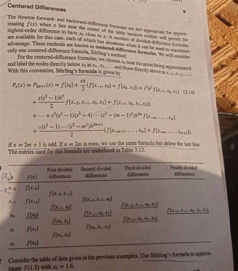 Centered Differences The Newton Forward And Backward Difference Formulas Are Not Appropriate