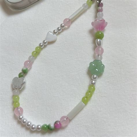 그린 포레스트 원석 비즈 폰스트랩 키링