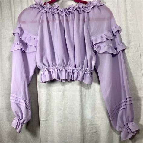 Plus Size Friendly Diamond Honey Lavender Long Sleeve Blouse Blouses