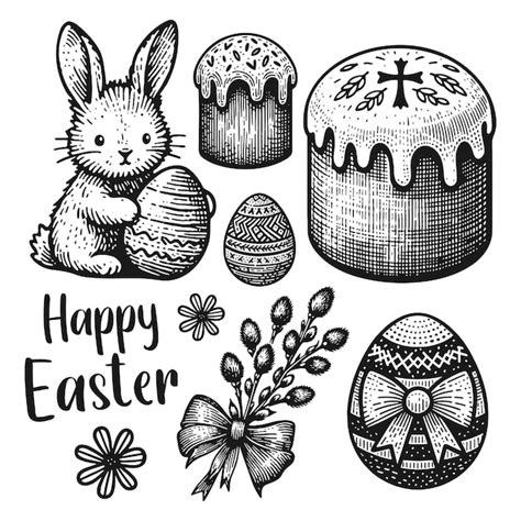 Premium Vector Happy Easter Sketches Collection