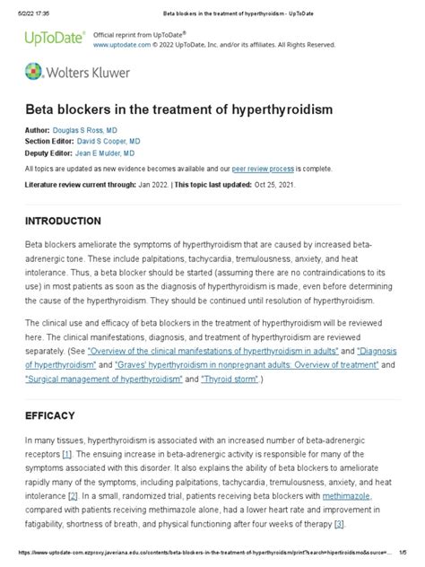 Beta Blockers In The Treatment Of Hyperthyroidism Uptodate Pdf Hyperthyroidism Medical Beta Blockers In The Treatment Of Hyperthyroidism Uptodate Pdf Hyperthyroidism Medical