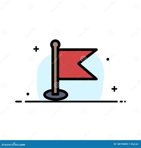 Flag Location Map World Business Flat Line Filled Icon Vector Banner