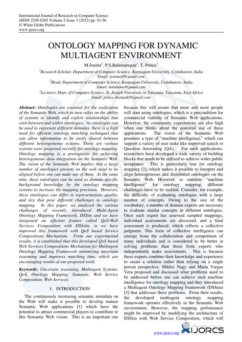 Pdf Ontology Mapping For Dynamic Multiagent Environment