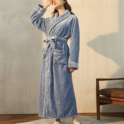 Womens Long Robe Plus Size Fuzzy Fleece Housecoat Maxi Full Length