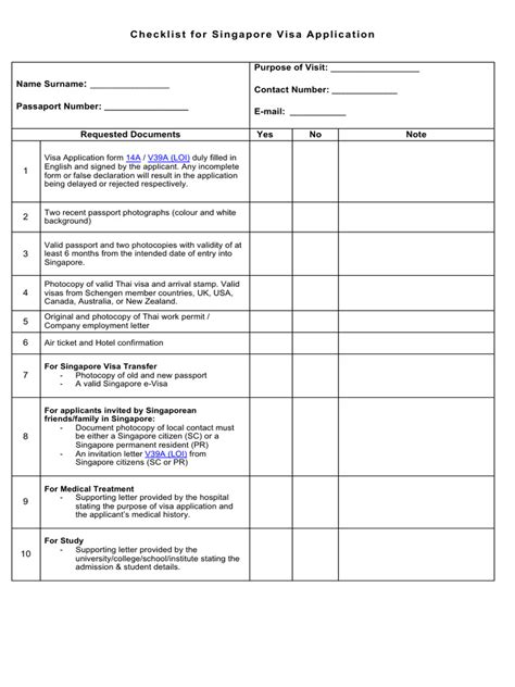 Checklist Singapore Visa Application Oct 2021 Pdf Travel Visa