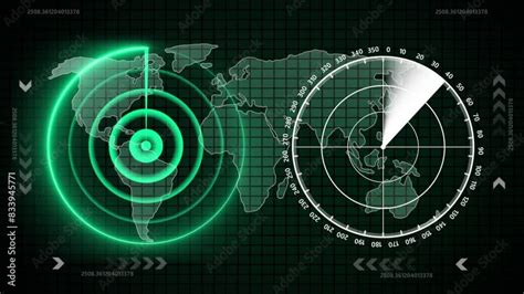 global navigation concept animation of scope scanning over world map with data processing with