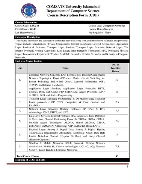 CSC CN CDF V Course Information Course Code CSC Course Title Computer Networks