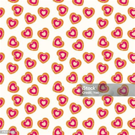 하트 모양 쿠키 인쇄 크리스마스 베이크 완벽 한 패턴입니다 휴일 달콤한 생과자 벡터 일러스트 레이 션 겨울에 대한 스톡 벡터 아트 및 기타 이미지 Istock