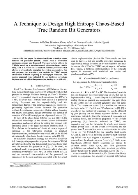 pdf a technique to design high entropy chaos based true random bit