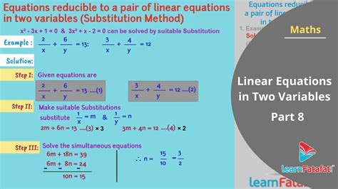 Linear Equations In Two Variables Class Maths SSC Part YouTube