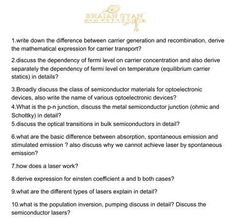 Semiconductor And Light Semiconductor Interactions Bhajan Gyan Education