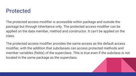 Access Modifiers In Java Pptx