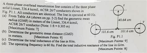 A Three Phase Overhead Transmission Line Consists Of