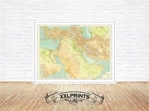 Old Map Of The Middle East Fine Reproduction Large Etsy