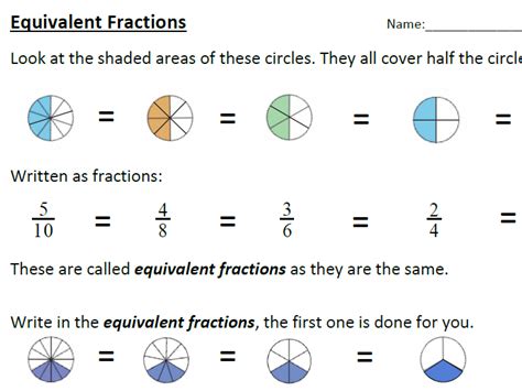 Equivalent Fractions Teaching Resources