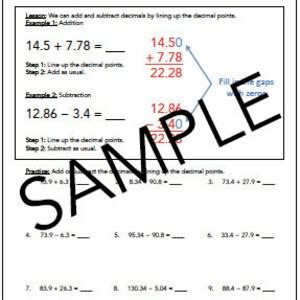 Adding And Subtracting Decimals Lesson And Practice Questions Printable Teaching Resource