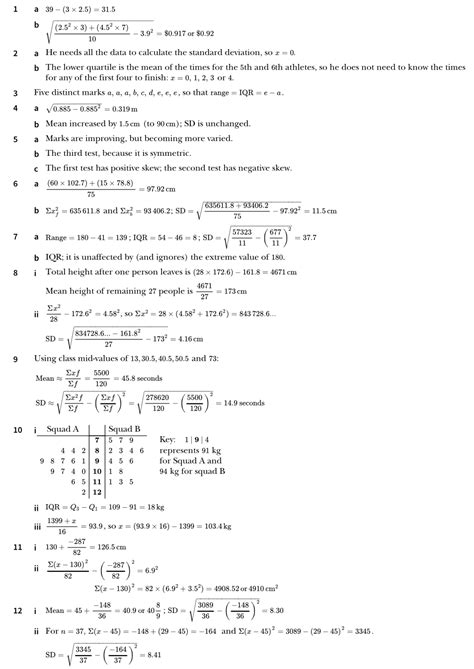 9709 S1 Measures Of Variation Exercise 4 And Mixed Exercise Worked