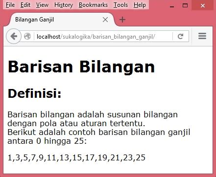 Tutorial PHP HTML CSS Sukalogika Com Tutorial PHP Barisan Bilangan Ganjil