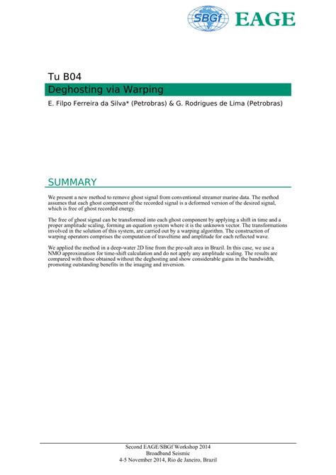 Pdf Deghosting Via Warping