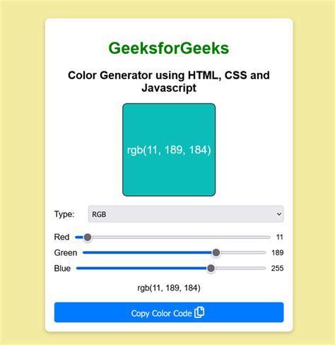 How To Create A Color Generator Using HTML CSS And JavaScript GeeksforGeeks