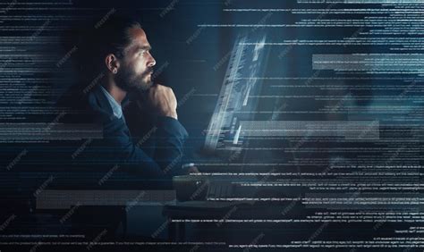 Premium Photo Businessman Cyber Security And Coding Of A Programmer With A Vision For Big Data