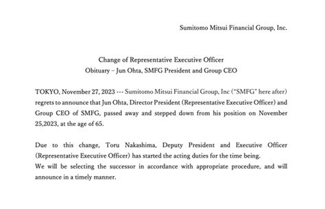 Chủ Tịch Kiêm Ceo Jun Ohta Của “siêu Ngân Hàng” Sumitomo Mitsui Người đứng Sau Thương Vụ Manda