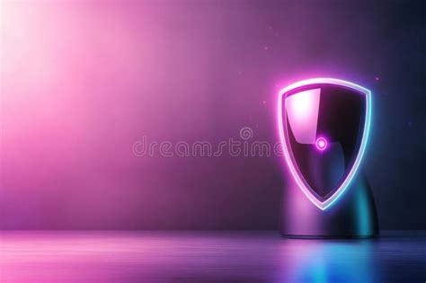 A Futuristic Shield With Glowing Neon Lights Symbolizing Protection And Security In A Modern