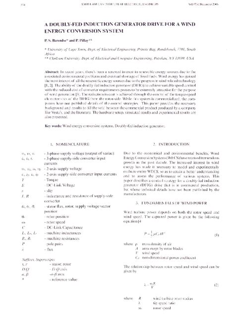 Pdf A Doubly Fed Induction Generator Drive For A Wind Energy