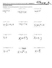 Exponential And Logarithmic Equations Part Worksheet A Worksheets Library