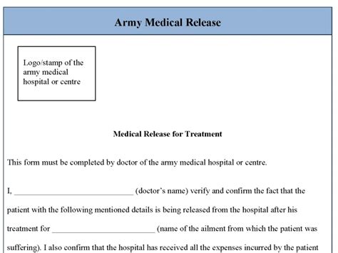 Army Medical Release Form Editable PDF Forms