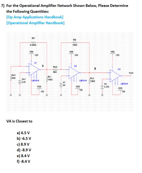 Solved For The Operational Amplifier Network Shown Below Chegg