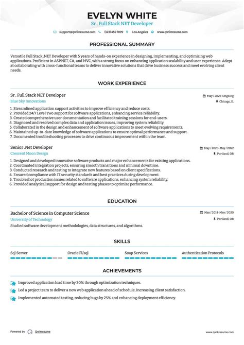 10 Senior Net Developer Resume Samples And Templates For 2025