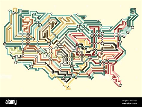 Editable Vector Illustrated Map Of The Usa In Underground Map Style