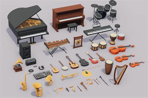 Stylized Musical Instruments Pack 3d Props Unity Asset Store
