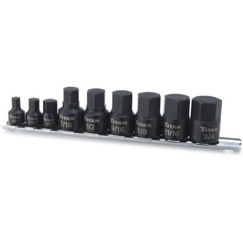 Titan 16140 Sae Stubby Impact Bit Socket Set Tooldiscounter