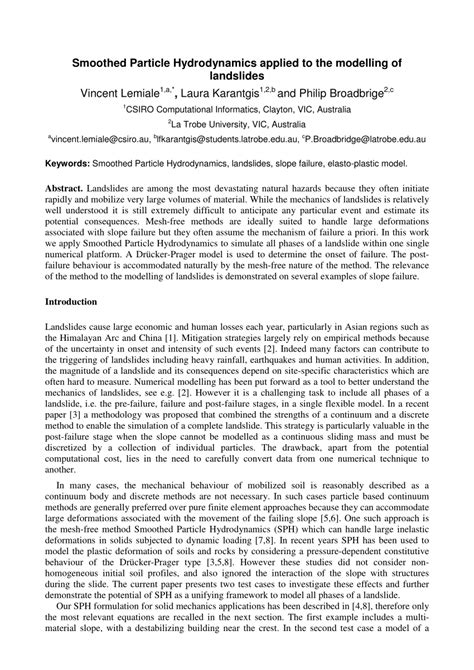 pdf smoothed particle hydrodynamics applied to the modelling of