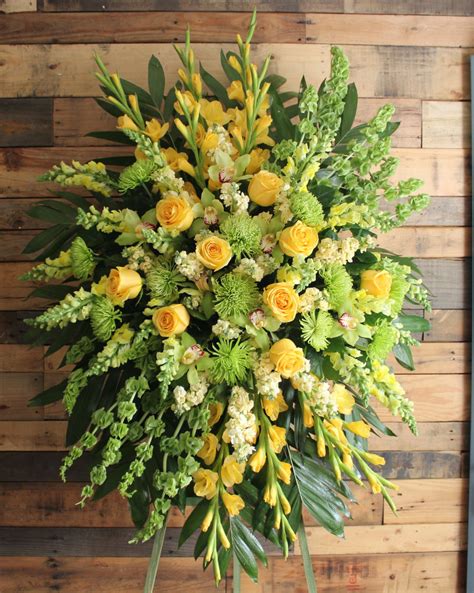 Yellow And Green Standing Spray In Temple City Ca Fannys Flowers
