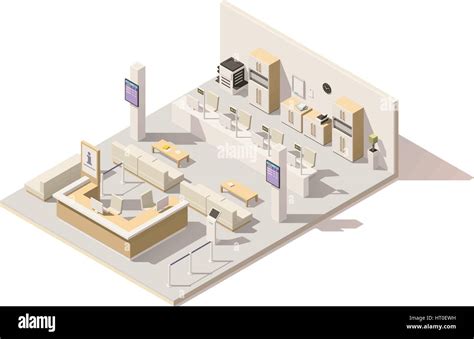 Vector Isometric Low Poly Queue Management System Stock Vector Image