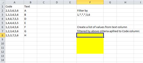 excel how to create filtered list using formula by criteria containing