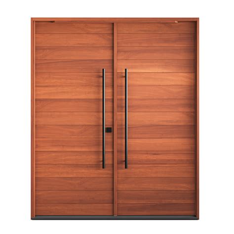 Wood Double Front Doors Decorative Swing Open Front Door Design Solid