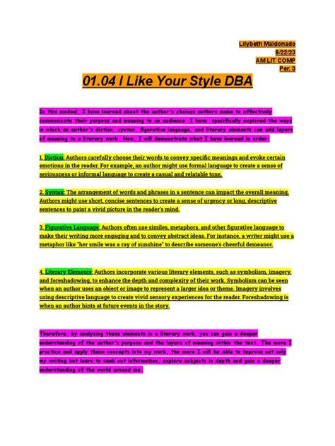 0104 I Like Your Style Discussion Based Assessment Pdf