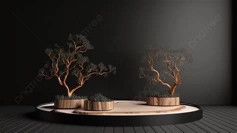 3d 렌더로 나뭇가지로 장식된 제품 디스플레이 플랫폼 화장품 연단 호화 연단 3d 제품 배경 일러스트 및 사진 무료
