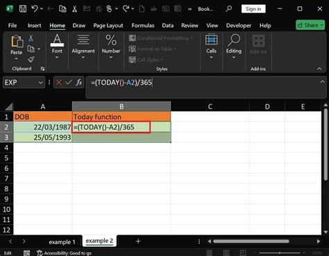 Excel Today Function